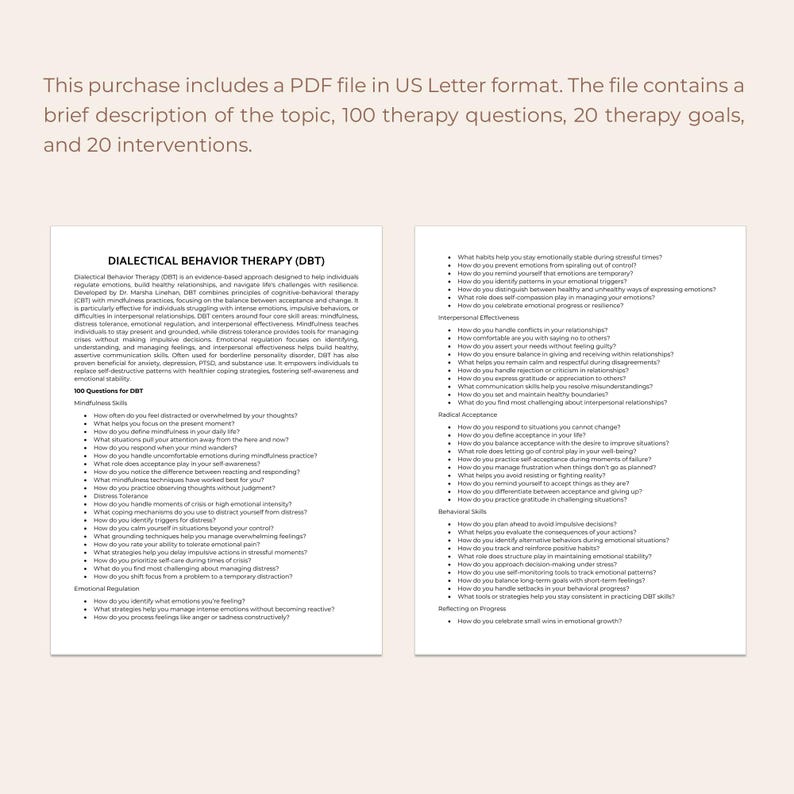 DBT Questions, Therapy Questions, Emotional Regulation, Distress ...