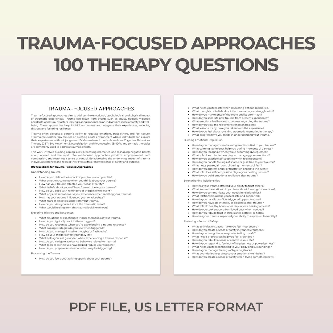 Trauma Focused Therapy Questions, Trauma Recovery, Emotional Healing ...