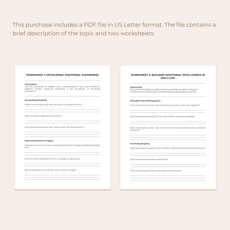 Emotional Intelligence Worksheets, Self-awareness, Emotional Regulation ...