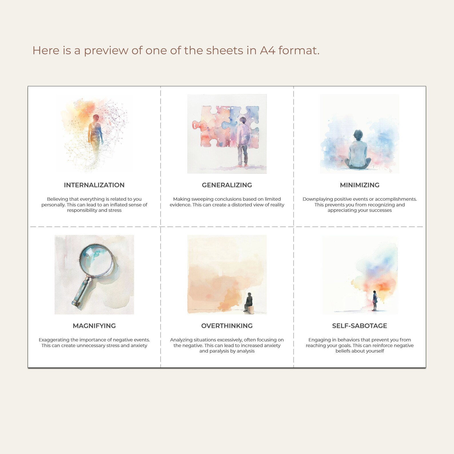 CBT Therapy Cards, Cognitive Distortions, Cognitive-behavioral Cheat ...