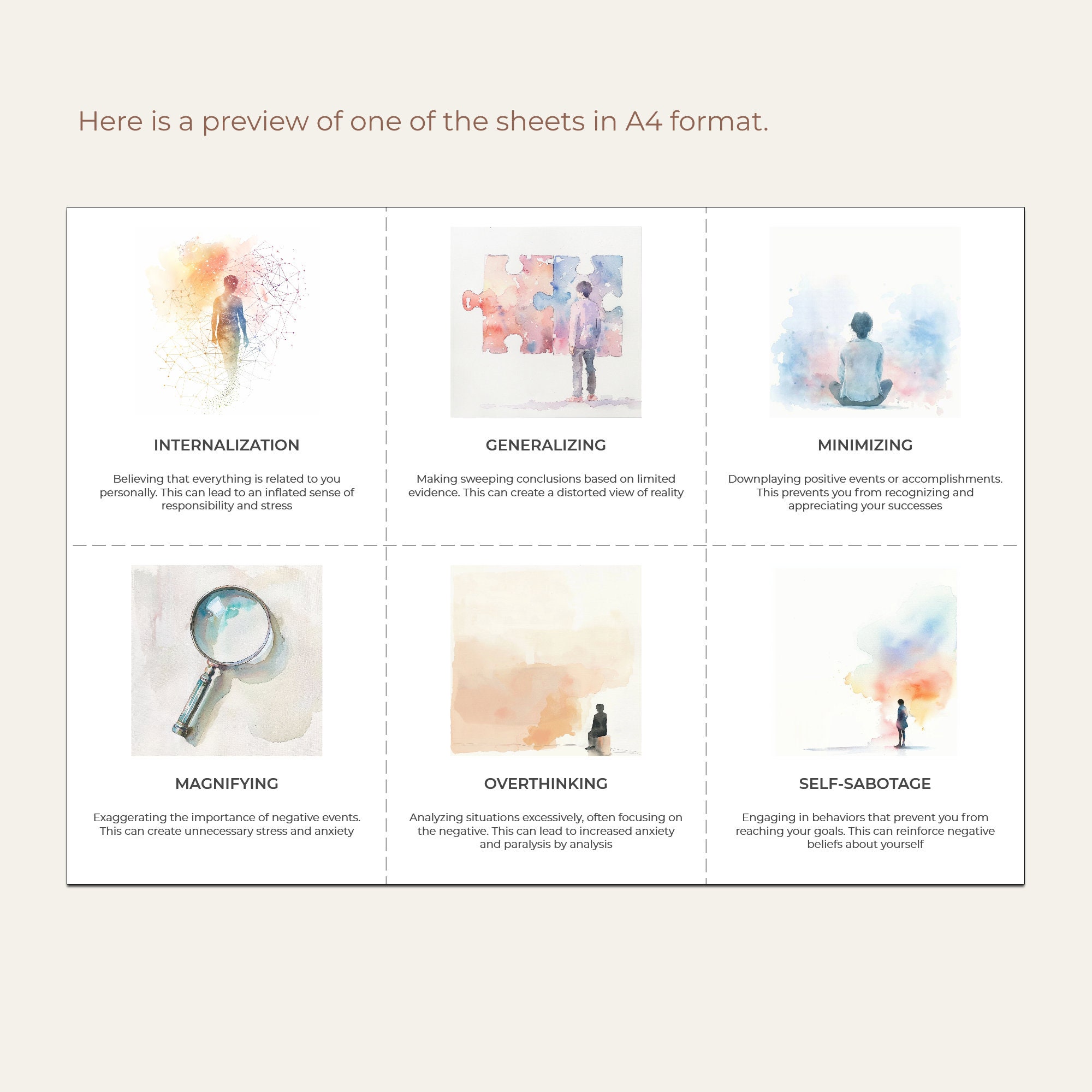 CBT Therapy Cards, Cognitive Distortions, Cognitive-behavioral Cheat ...