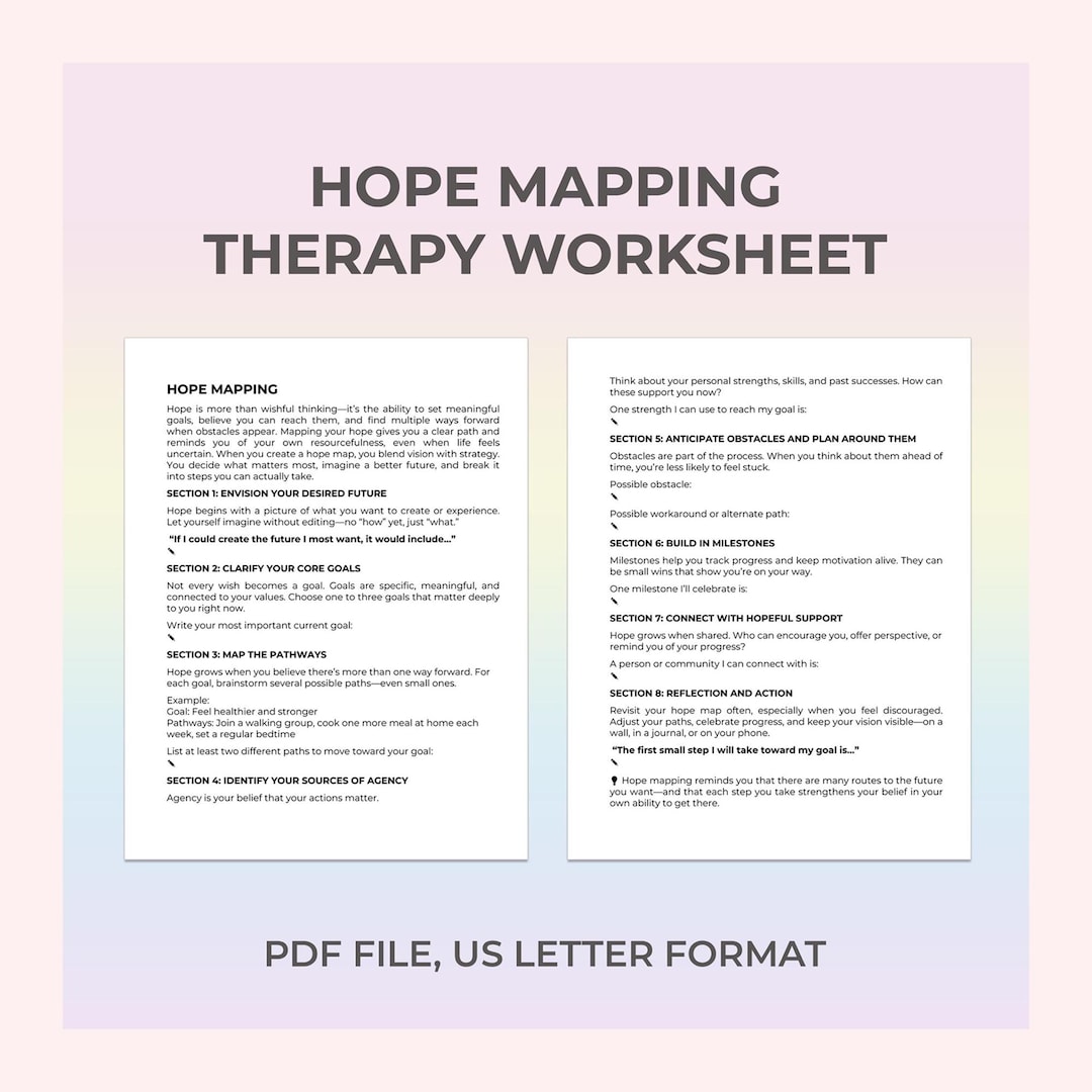 Hope Mapping Worksheet Setting Goals Planning Future Pathways Mapping ...