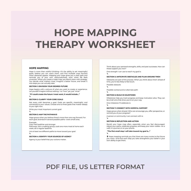 Hope Mapping Worksheet Setting Goals Planning Future Pathways Mapping ...