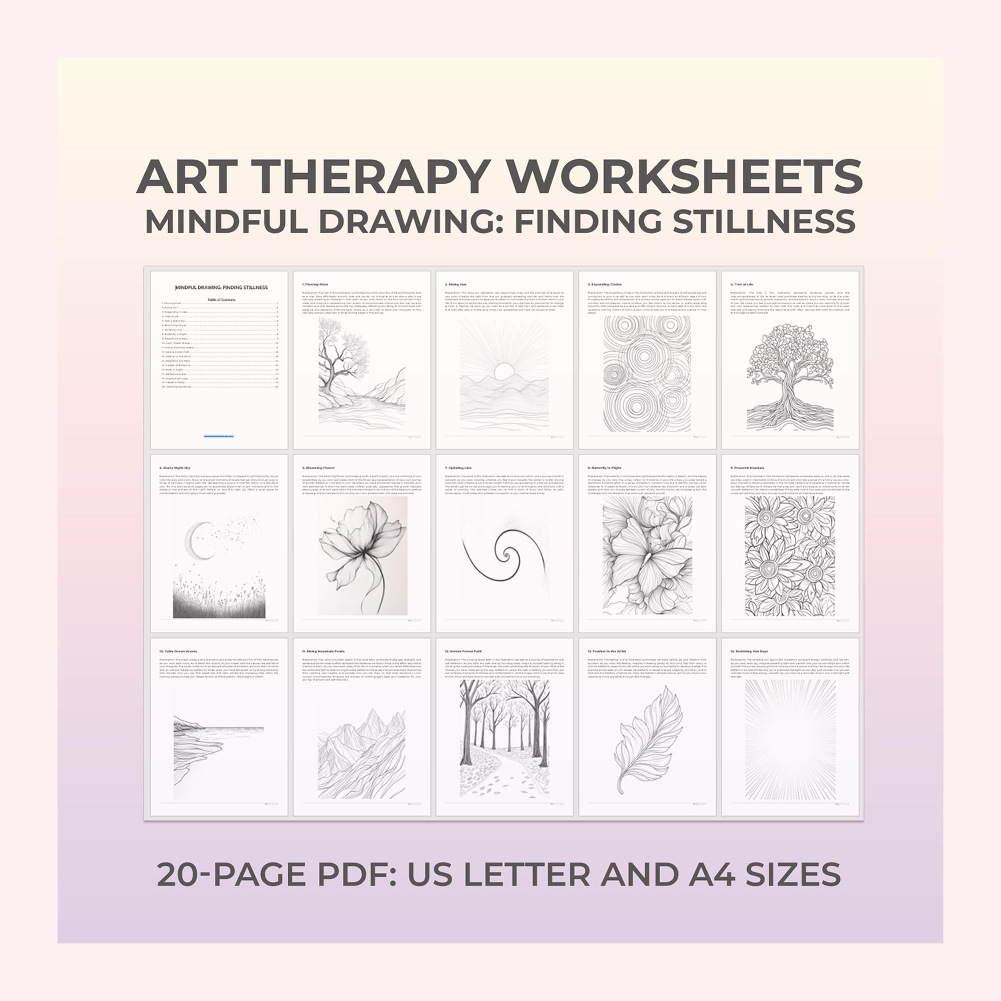 Art Therapy Sheets, Mindful Coloring, Mindfulness Art, Therapeutic ...