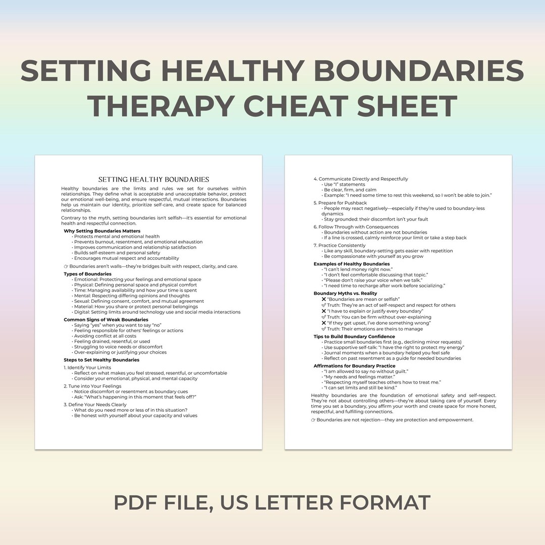 Setting Healthy Boundaries Cheat Sheet Therapy Coaching Growth ...