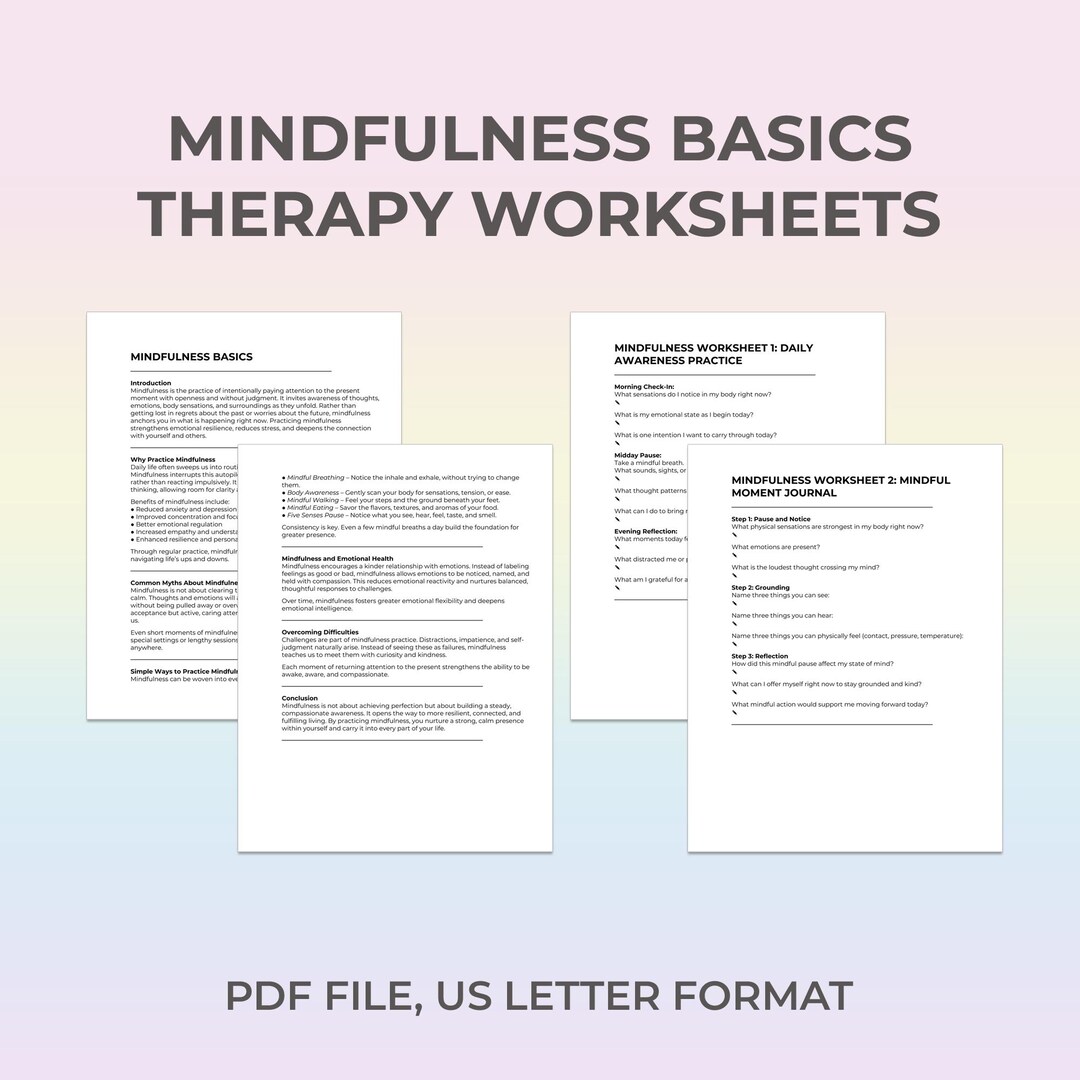Mindfulness Worksheet, Grounding, Therapy Printable, Stress Relief ...