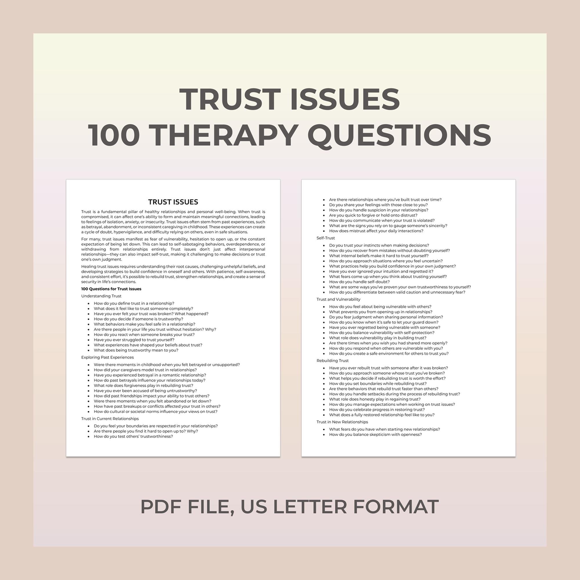 Therapy Questions for Trust Issues, Building Trust, Emotional Safety ...