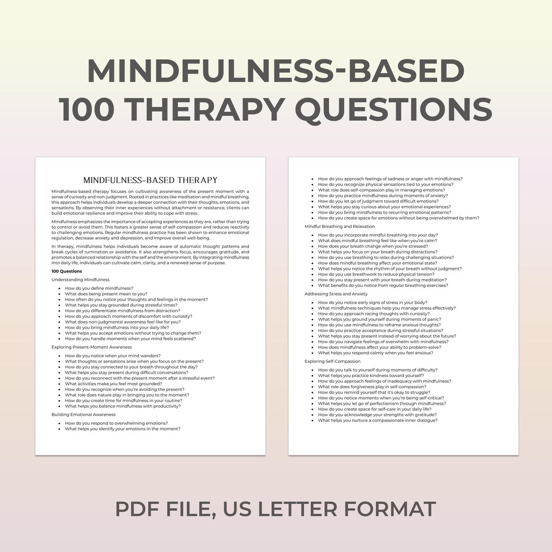 Mindfulness Questions, Emotional Awareness, Self-compassion, Stress ...