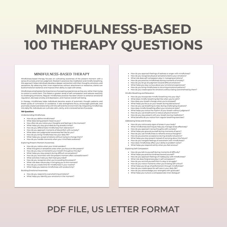 Mindfulness Questions, Emotional Awareness, Self-compassion, Stress ...