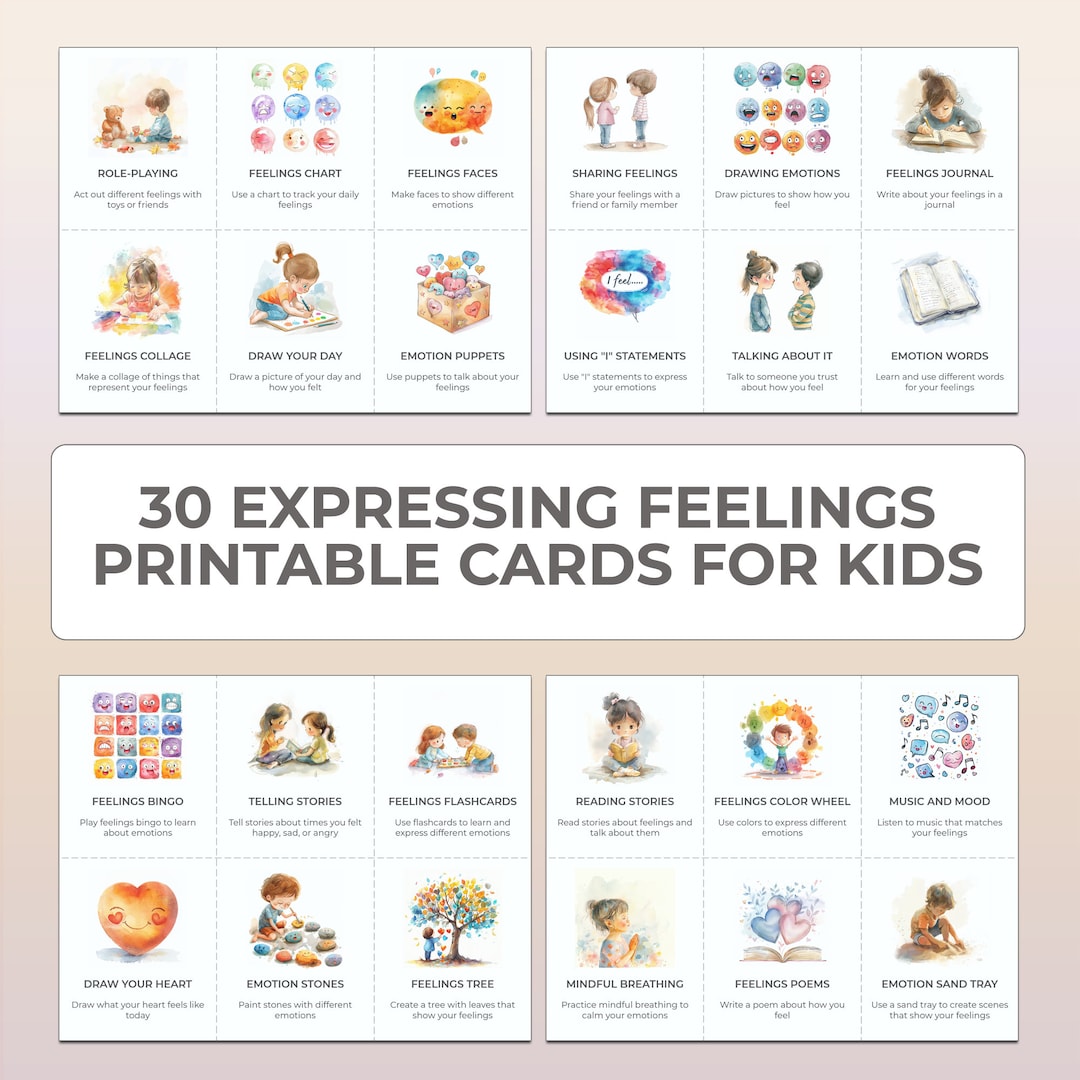 Feelings Therapy Cards for Kids Printable Psychotherapy Game Children ...