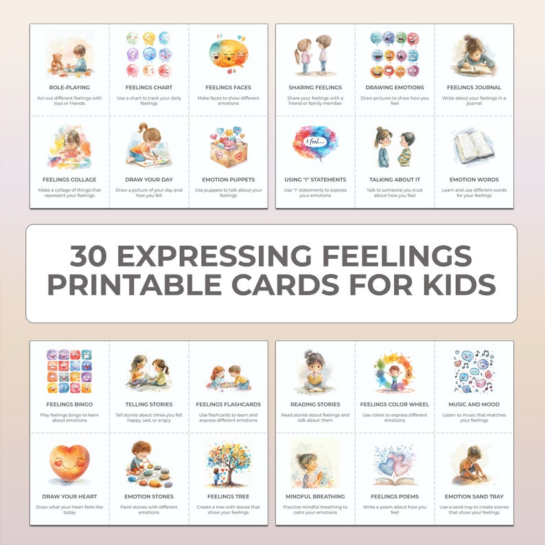Express Feelings, Therapy Cards for Children, Printable Cards for Kids ...