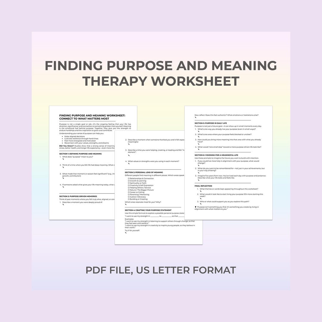 Finding Purpose Worksheet for Life Clarity and Fulfillment – Therapy ...