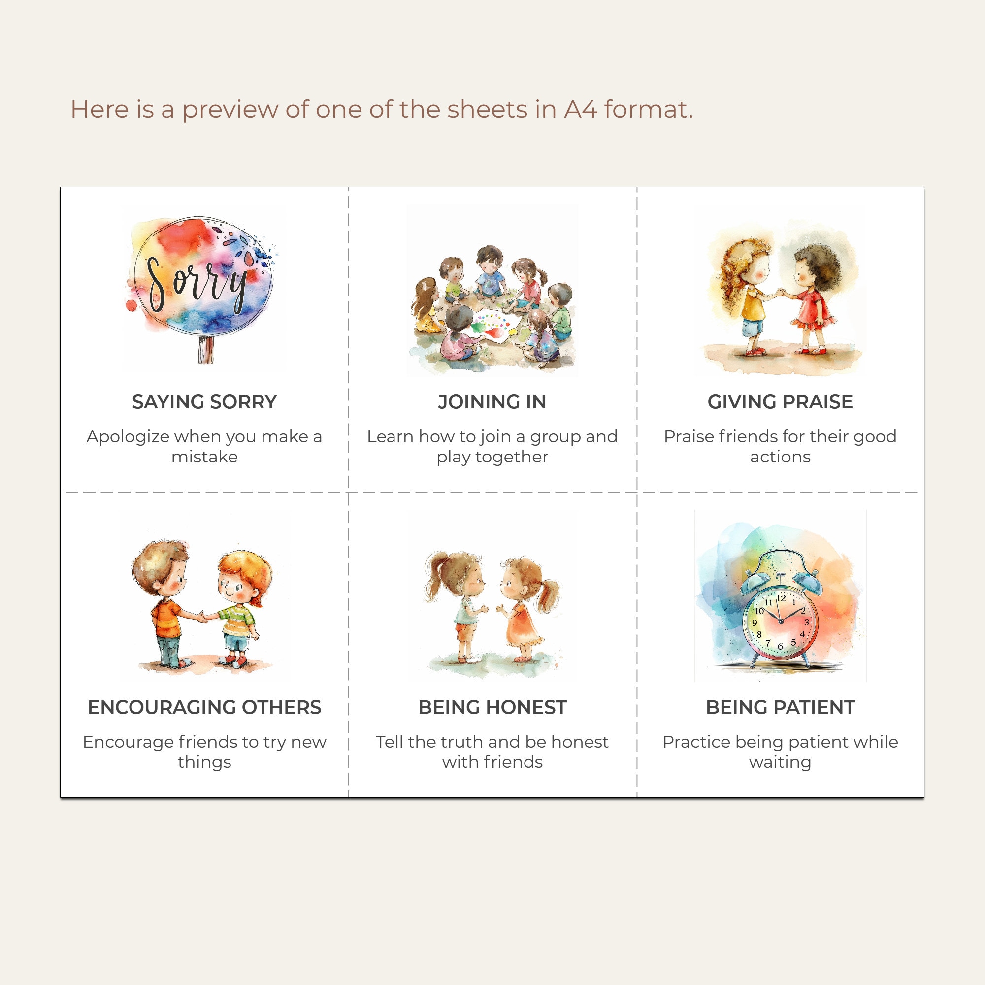 Social Skills Therapy Cards for Kids Printable Psychotherapy Worksheets ...