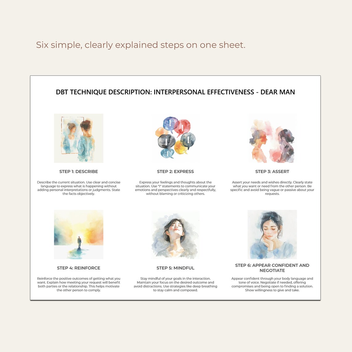 DEAR MAN Skill Worksheet, DBT Worksheet, Therapy Technique, Dialectical ...