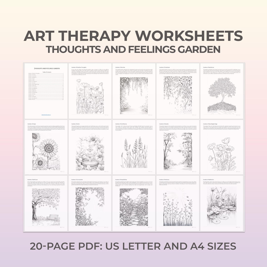 Art Therapy Worksheet, Mindful Coloring, Thoughts Challange, CBT Art ...