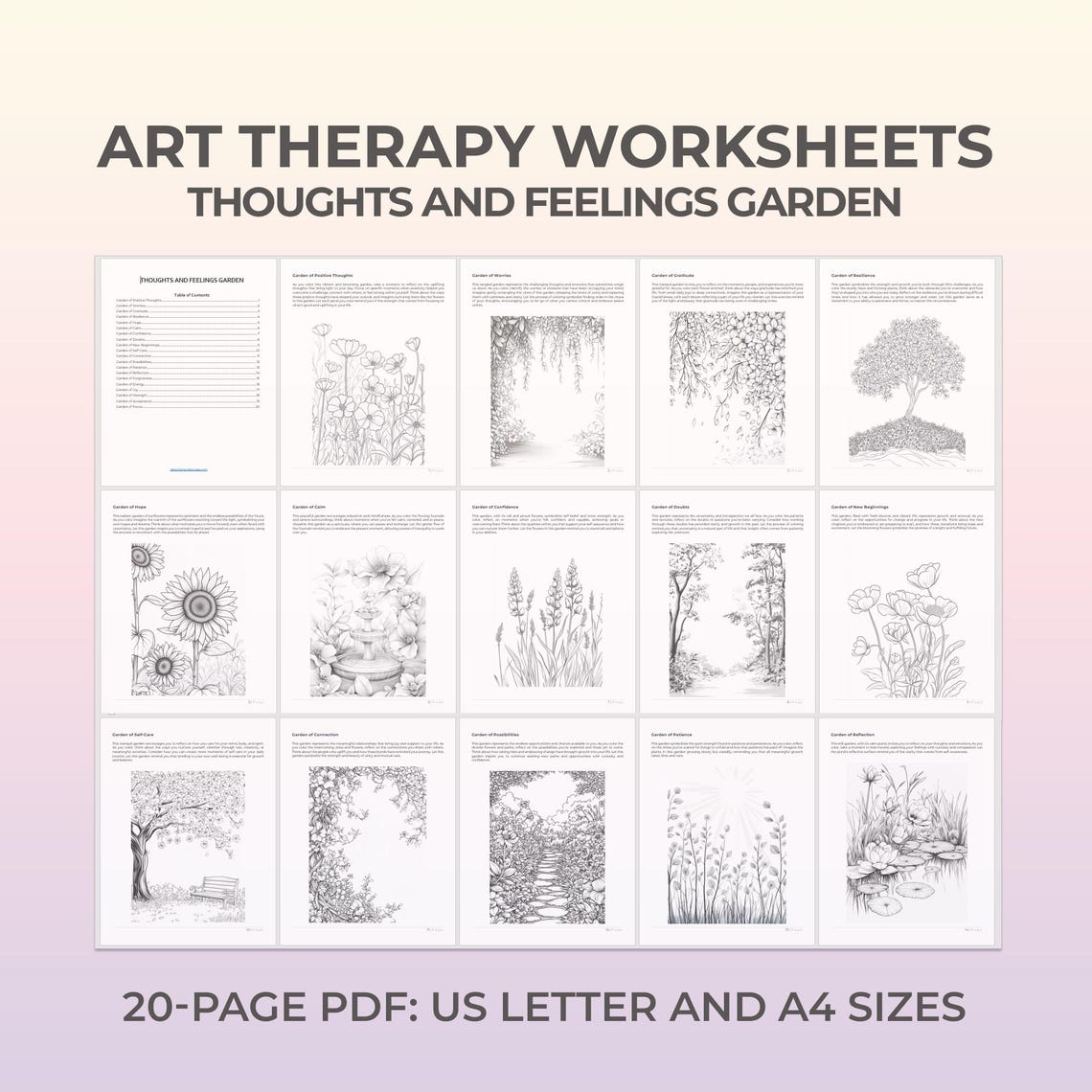 Art Therapy Worksheet, Mindful Coloring, Thoughts Challange, CBT Art ...