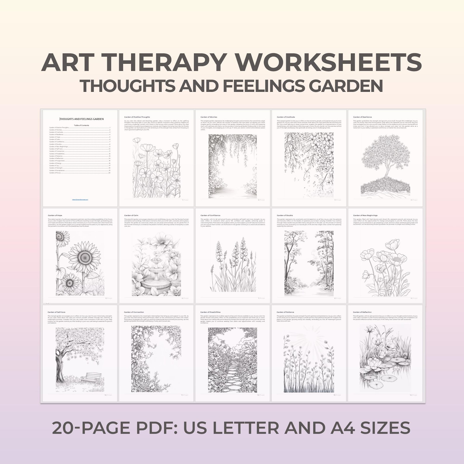 Art Therapy Worksheet, Mindful Coloring, Thoughts Challange, CBT Art ...