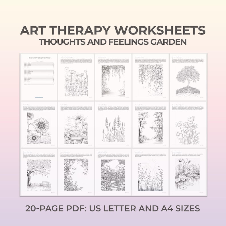Art Therapy Worksheet, Mindful Coloring, Thoughts Challange, CBT Art ...