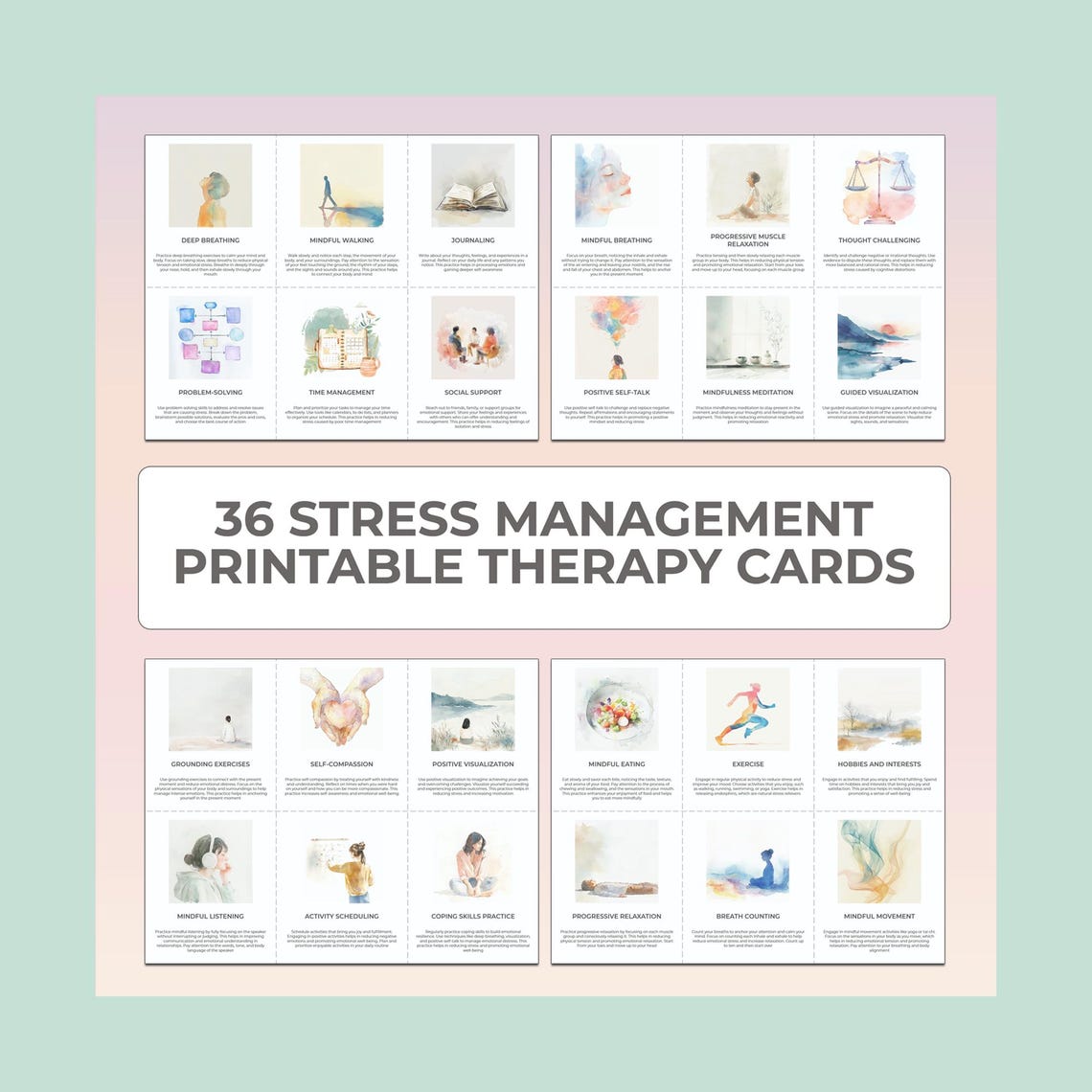 Stress Management CBT Therapy Cards Printable Cognitive Behavioral ...