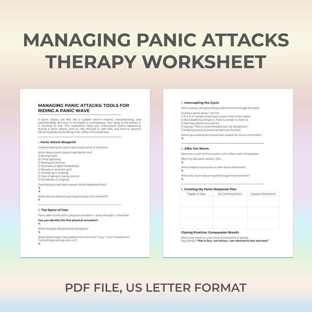 Panic Attack Therapy Worksheet Grounding Skills Sheet Anxiety Support ...