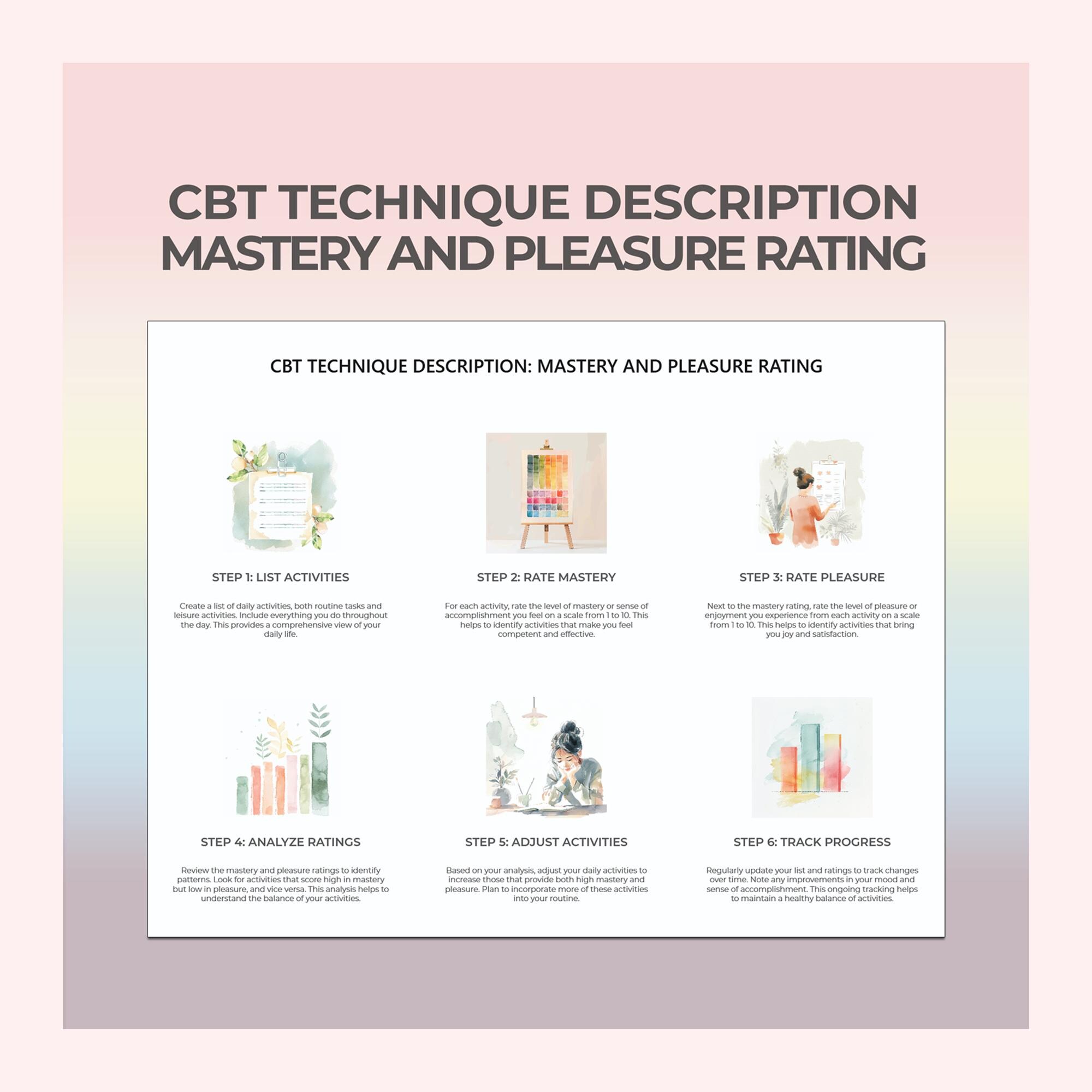 CBT Worksheets, Mastery and Pleasure Rating, Cognitive-behavioral ...