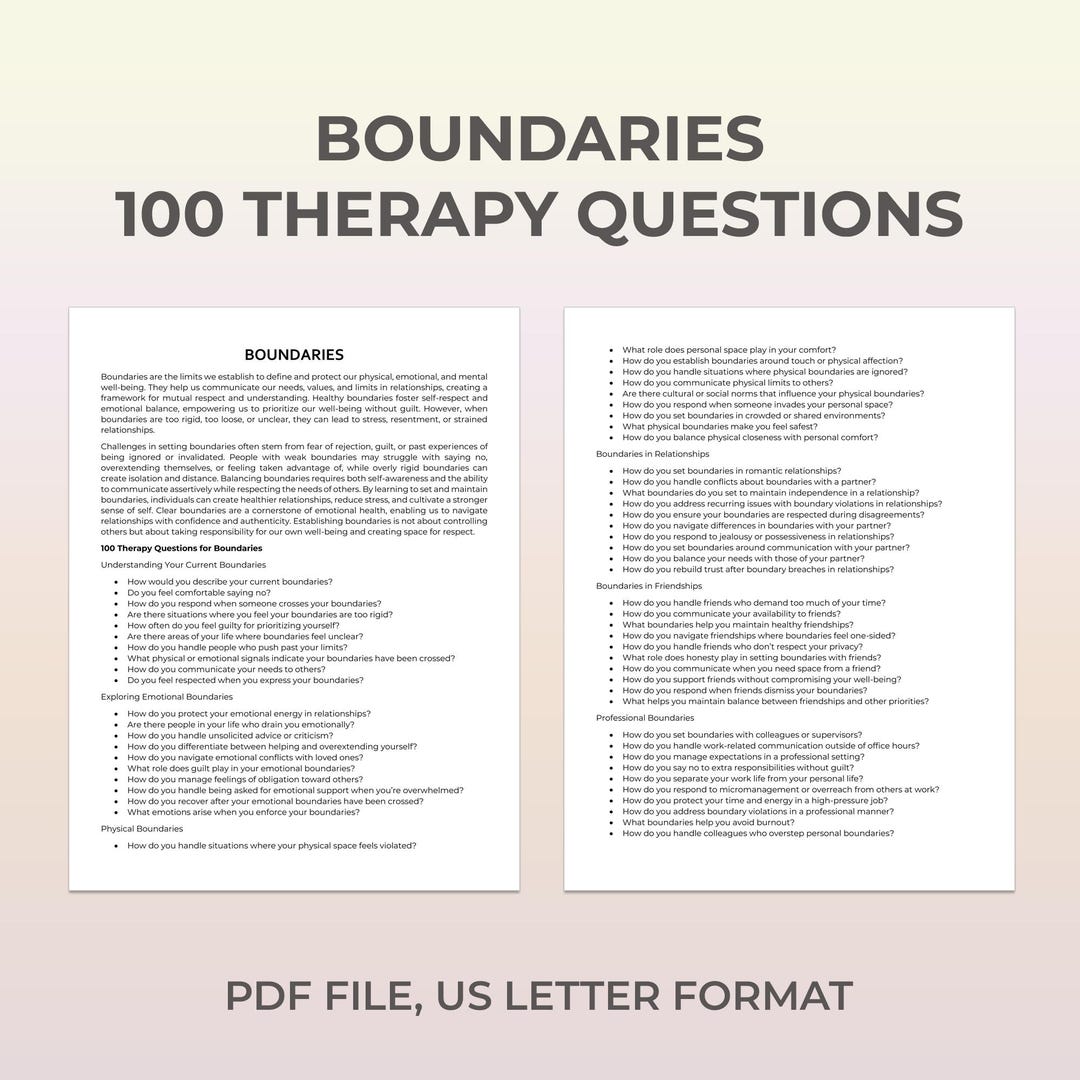 Boundaries Therapy Questions, Assertiveness, Communication Skills, Self ...