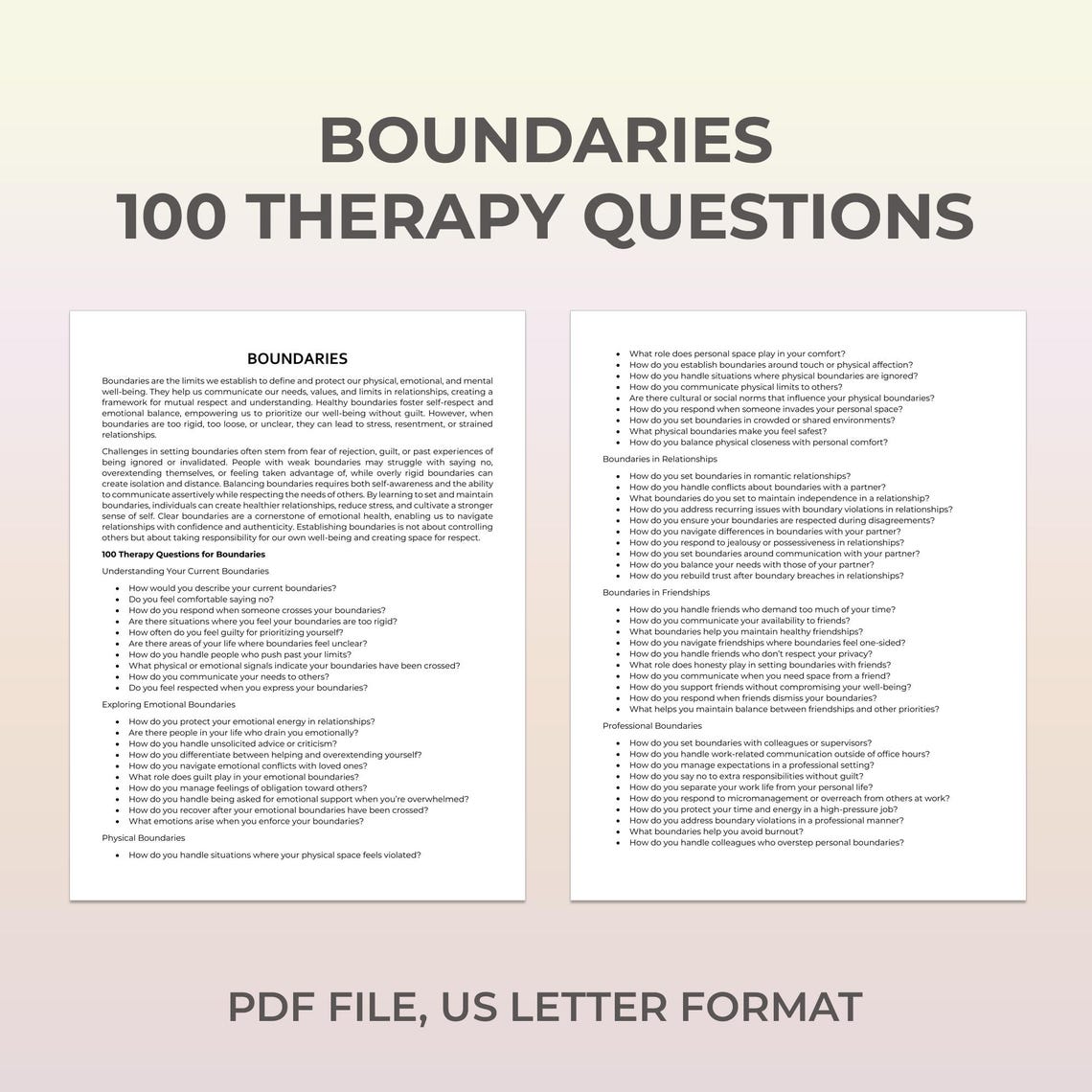 Boundaries Therapy Questions, Assertiveness, Communication Skills, Self ...