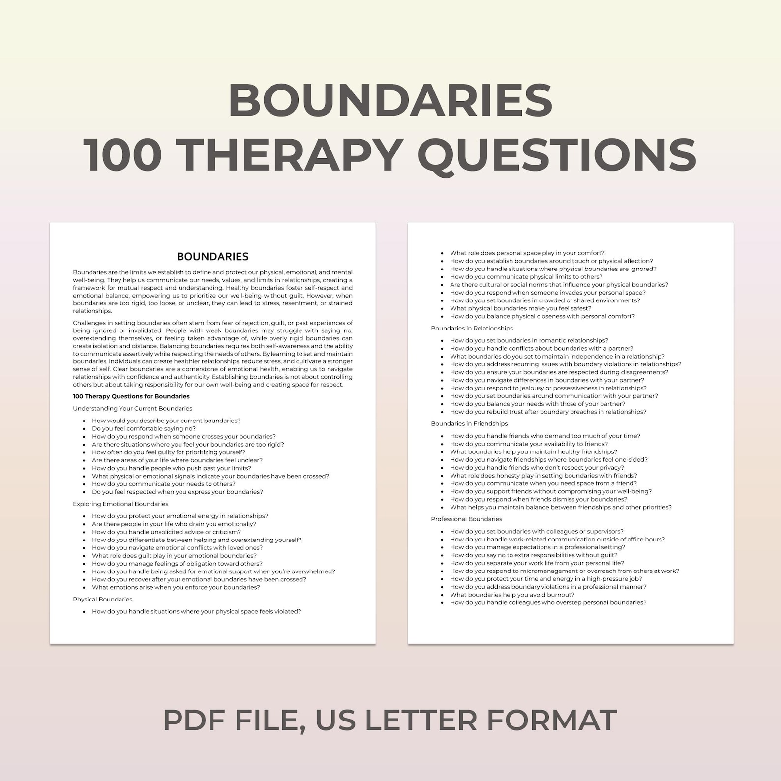 Boundaries Therapy Questions, Assertiveness, Communication Skills, Self ...