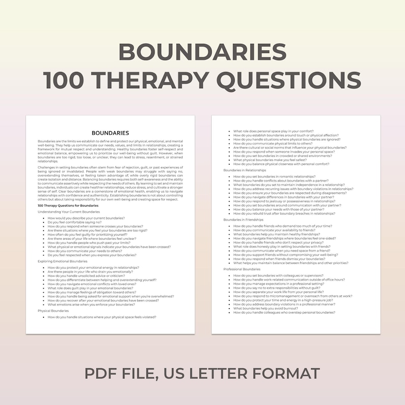 Boundaries Therapy Questions, Assertiveness, Communication Skills, Self ...