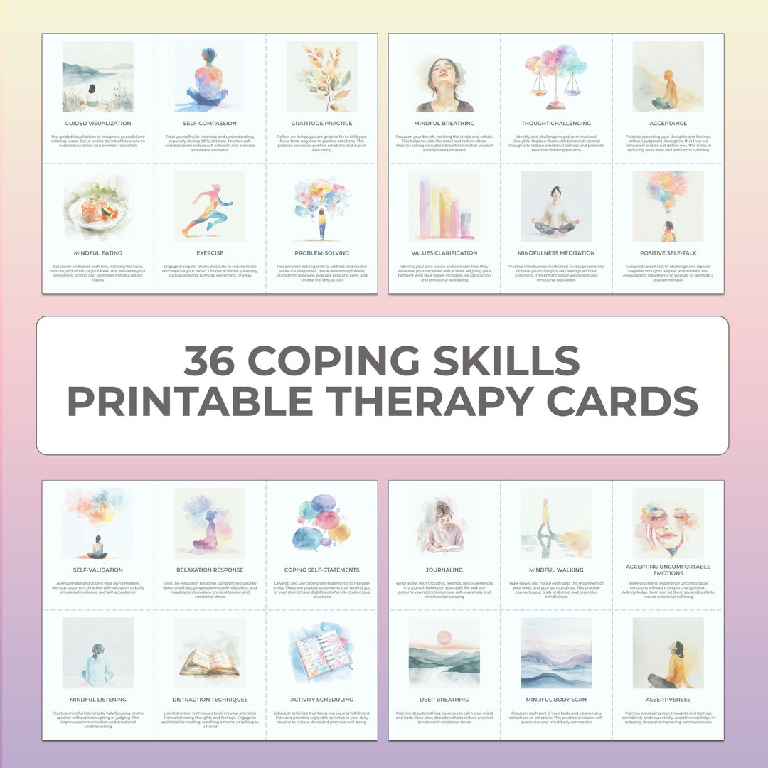 Coping Skills Therapy Cards, Cognitive Behavioral Therapy Cards, CBT ...