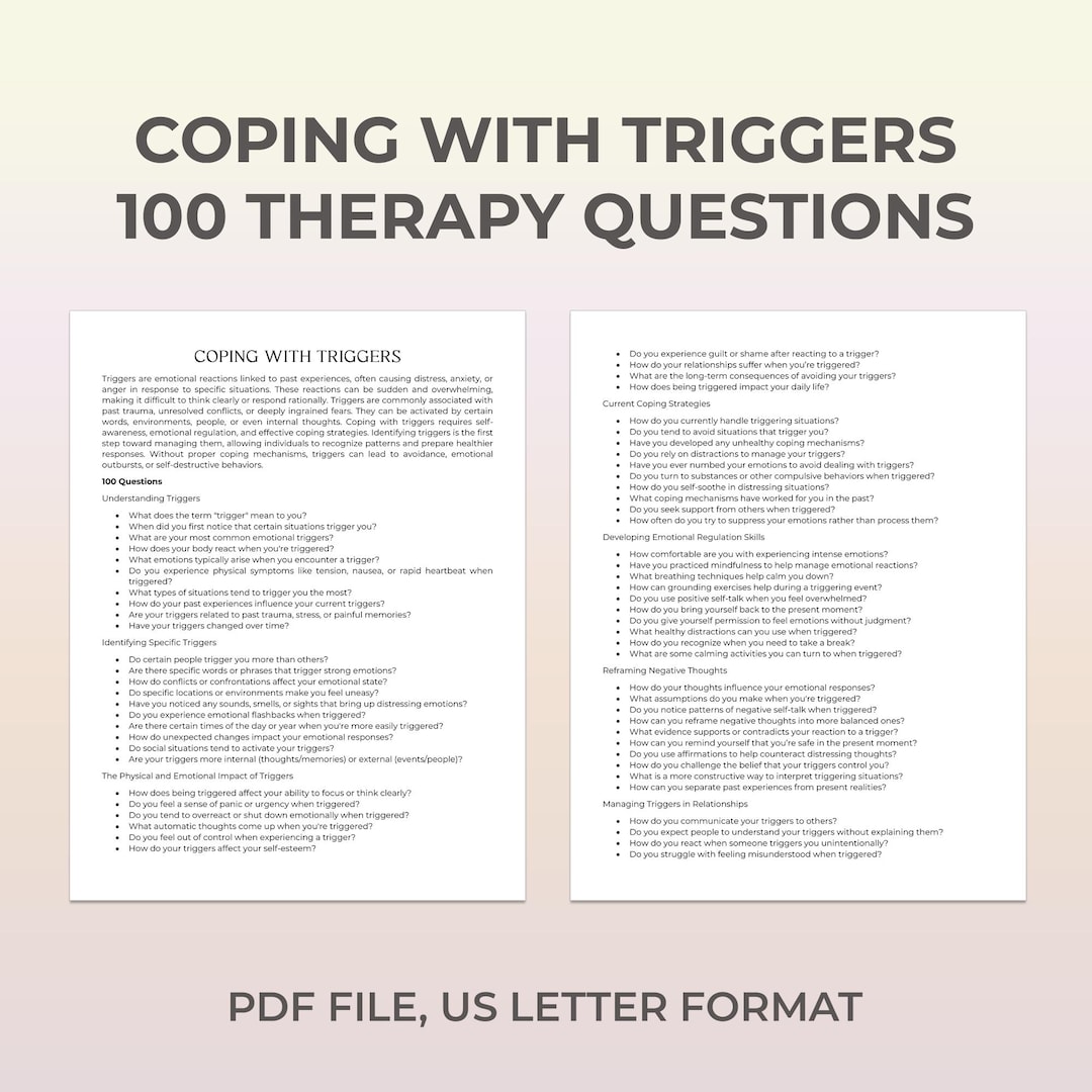 Coping With Triggers Therapy Questions, Emotional Control, Trauma ...