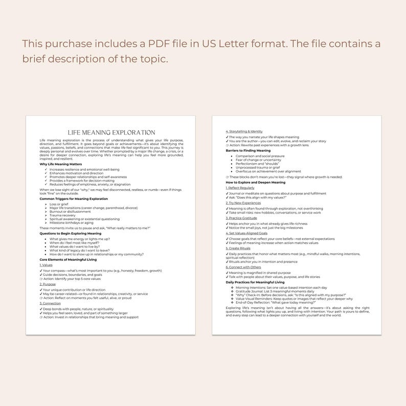 Purpose Therapy Cheat Sheet, Life Purpose,meaning in Life, Logotherapy ...