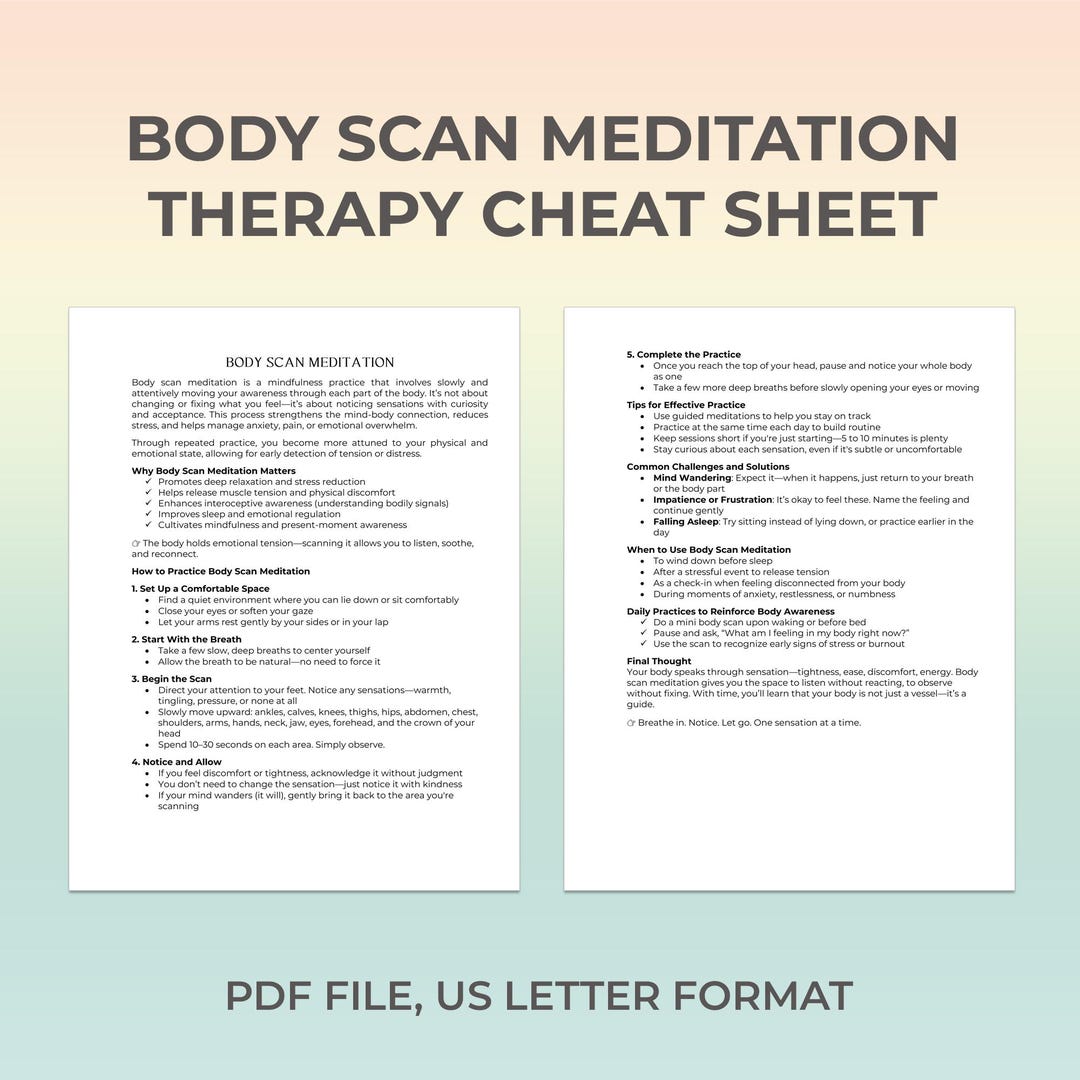 Body Scan, Mindfulness Tool, Grounding Worksheet, Relaxation Aid ...