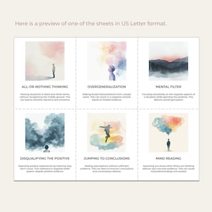 CBT Therapy Cards, Cognitive Distortions, Cognitive-behavioral Cheat ...