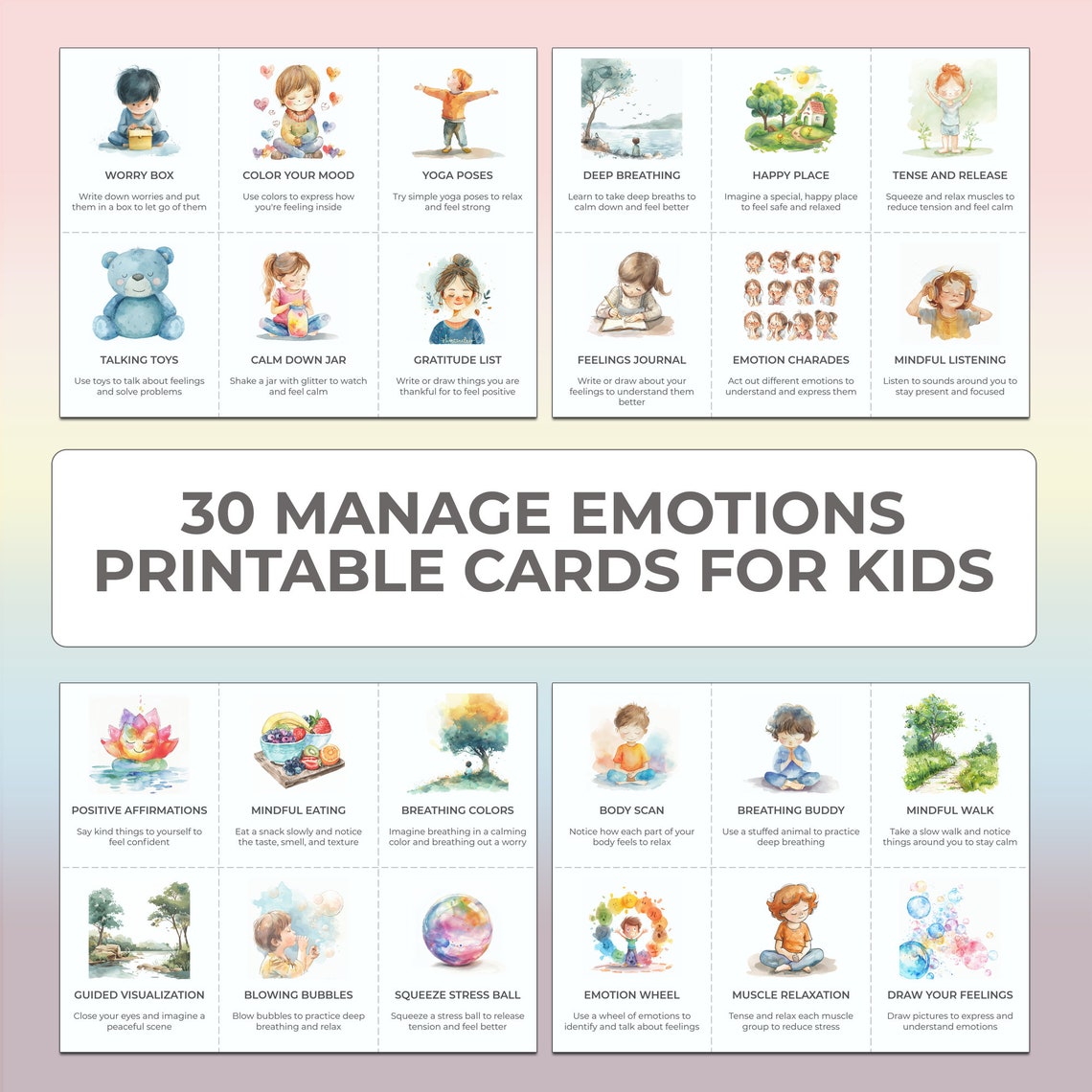 Manage Emotions, Printable Cards for Kids, Therapy Cards for Kids - Etsy