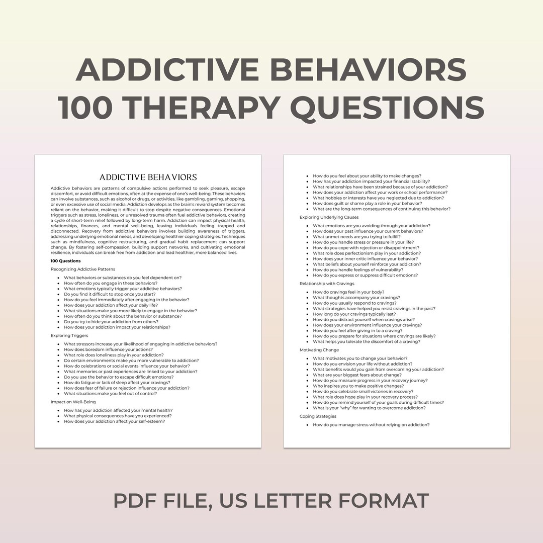 Addiction Recovery Therapy Questions, Compulsive Behavior, Emotional ...