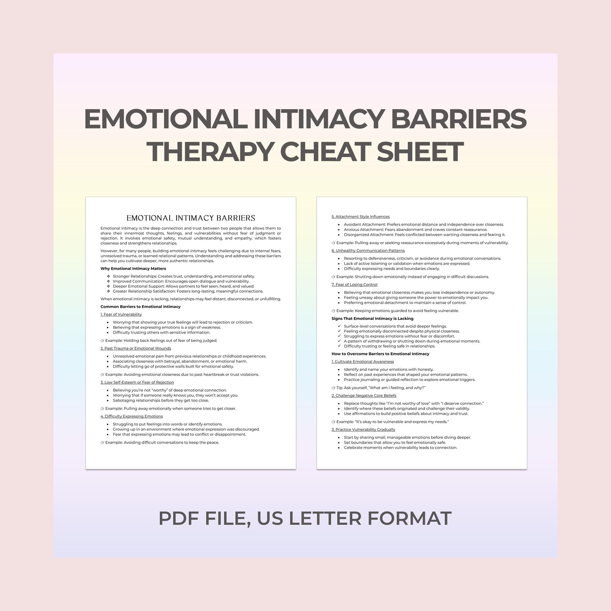 Emotional Intimacy Barriers Cheat Sheet, Relationship Issues, Trust ...