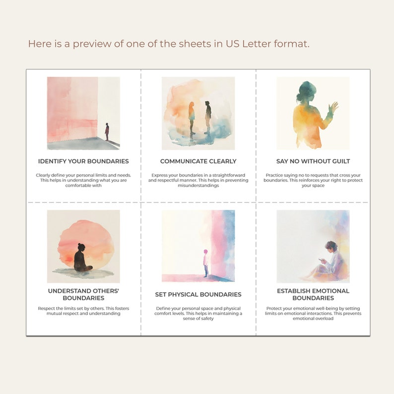 Boundaries Setting Therapy Cards, Cognitive Behavioral Therapy, CBT ...