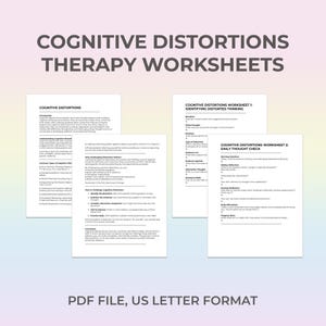 Cognitive Distortions, CBT Worksheet, Thinking Errors, Therapy ...