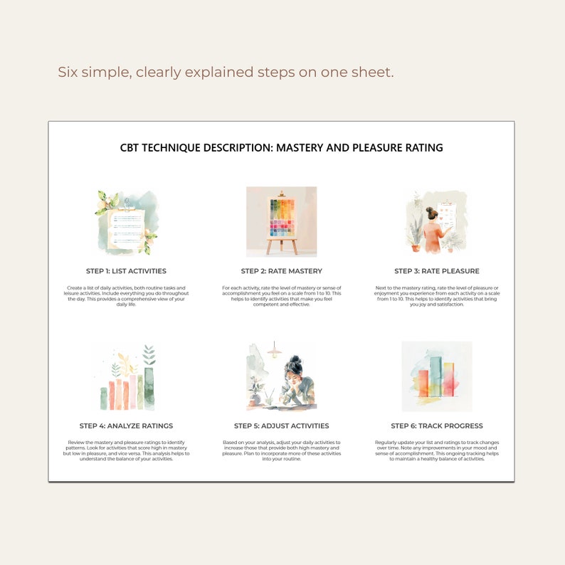 CBT Worksheets, Mastery and Pleasure Rating, Cognitive-behavioral ...