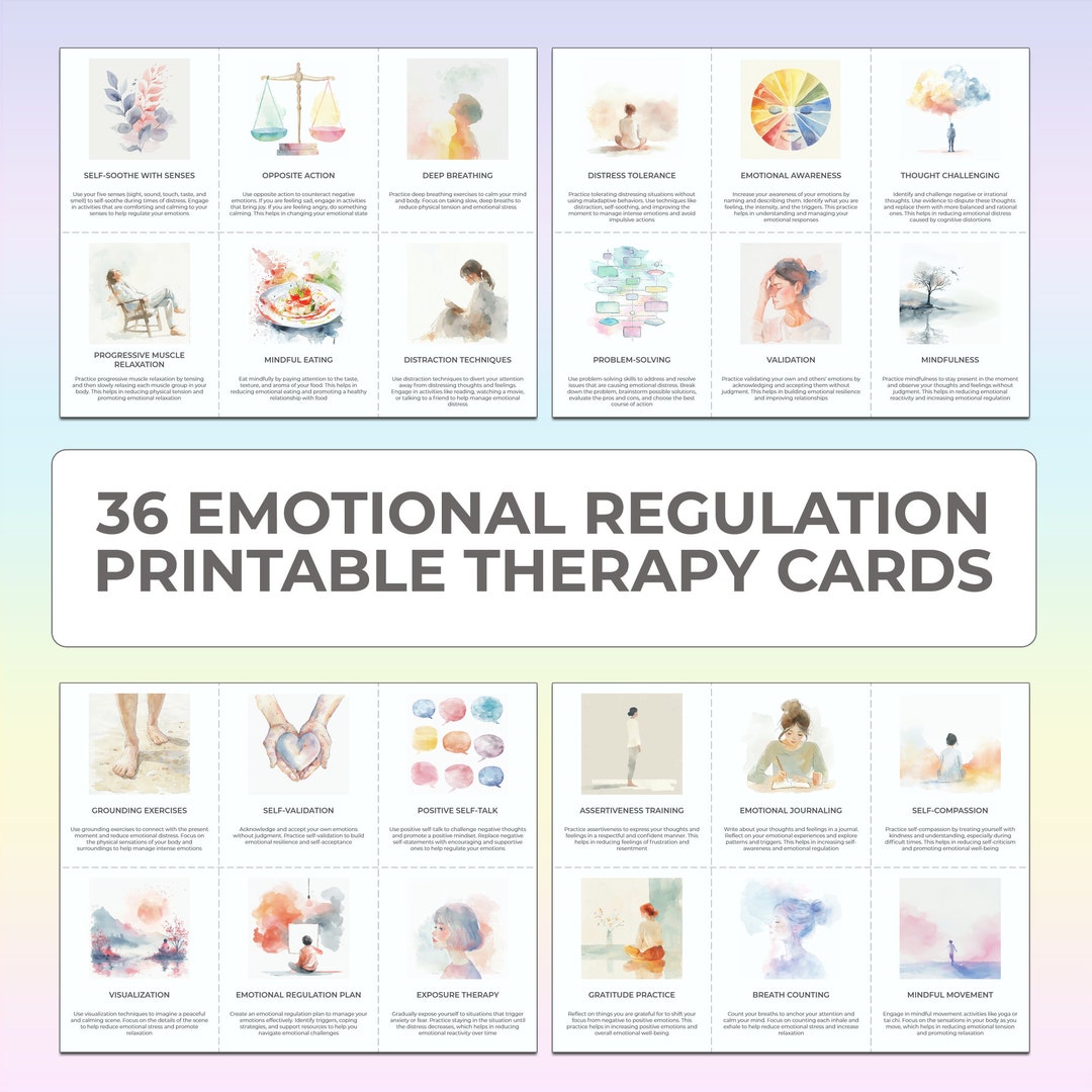 Emotional Regulation Therapy Cards, Dialectical Behavior Therapy Cards ...