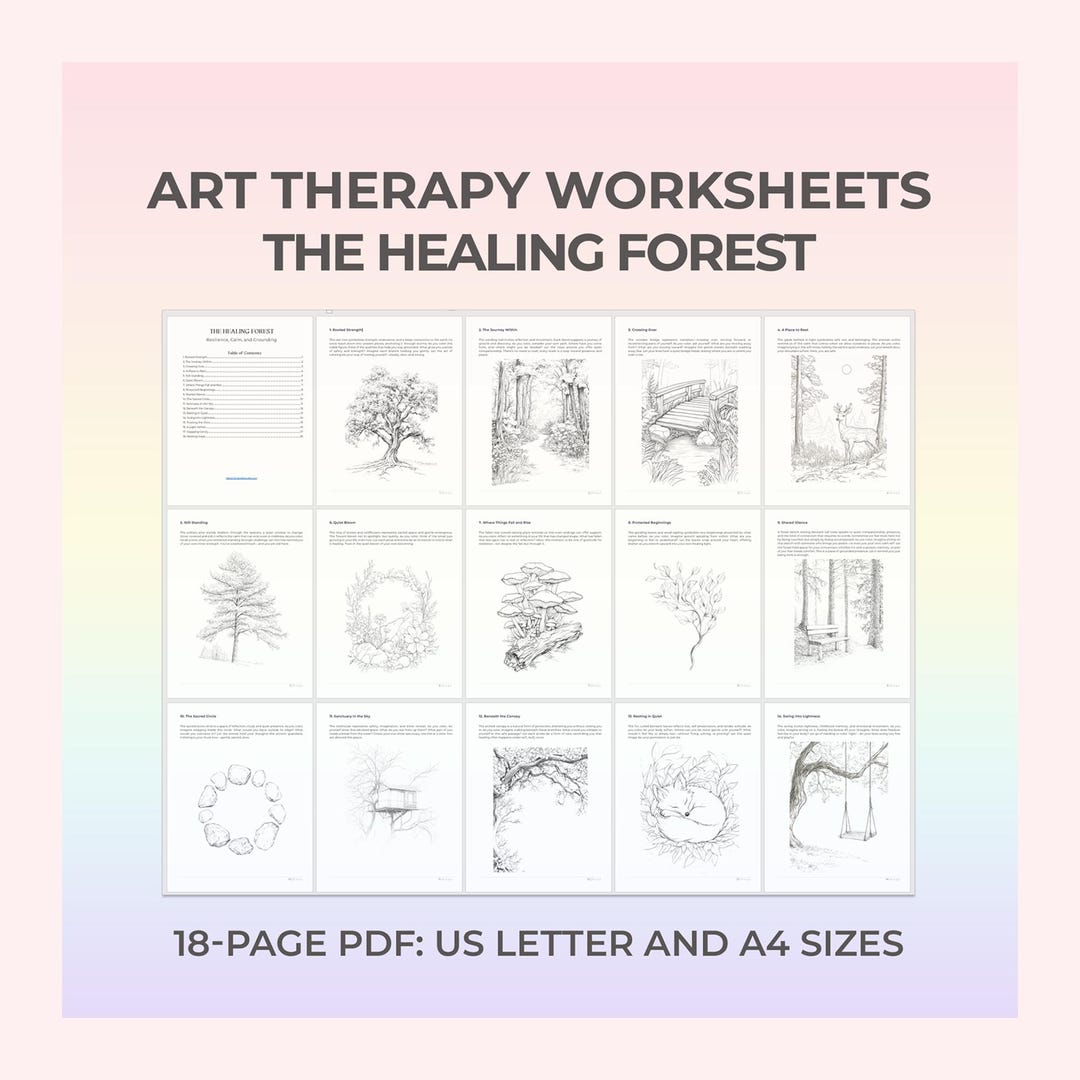 Art Therapy Worksheets for Mindfulness Growth Healing Coloring Pages ...