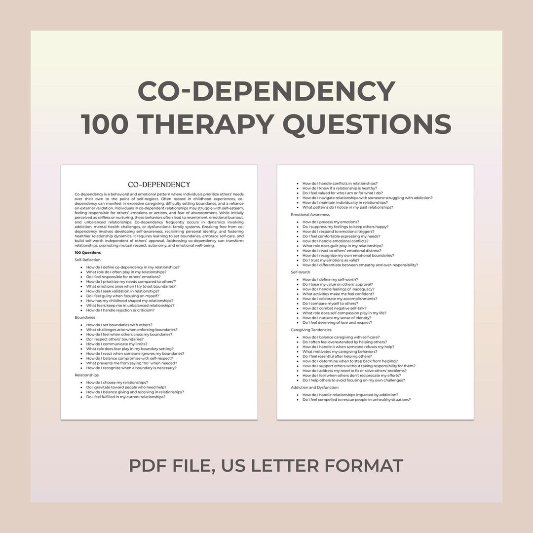 Co-dependency Therapy Questions, Boundary Setting, Self-worth ...