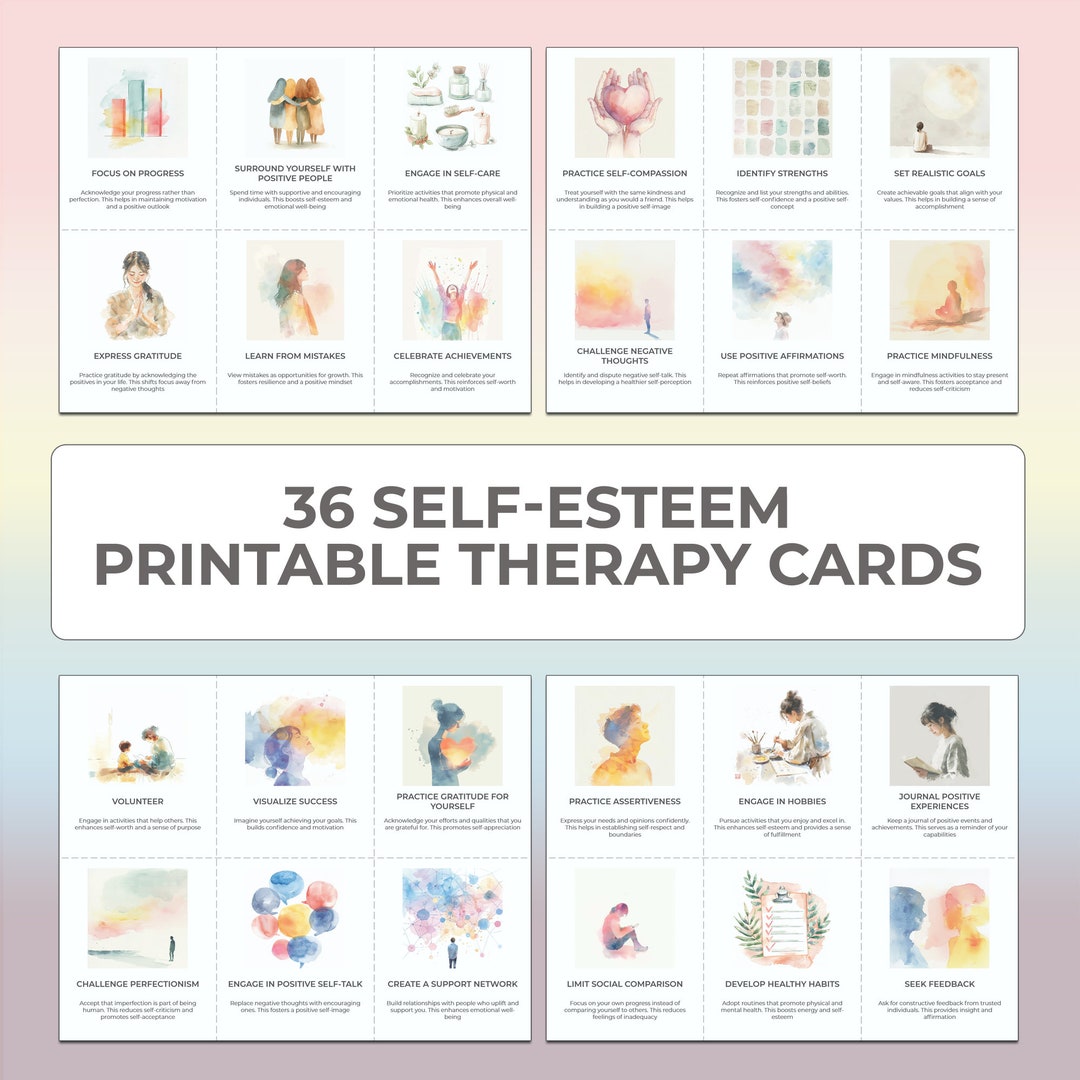 Self-esteem Therapy Cards, Interpersonal Therapy, CBT Therapy ...