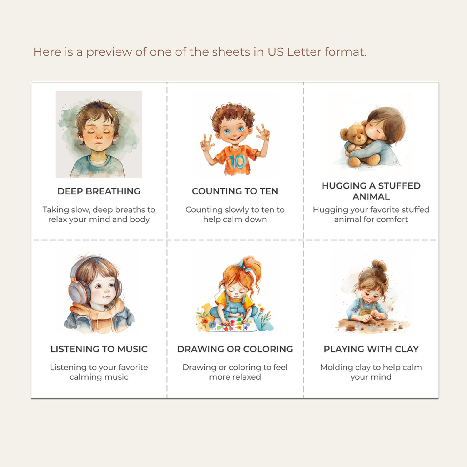 Calming Therapy Cards for Kids Printable Psychotherapy Game Children ...