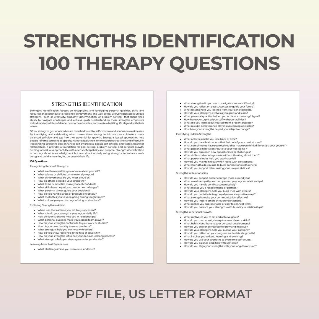 Therapy Questions for Strengths Identification, Self-awareness ...