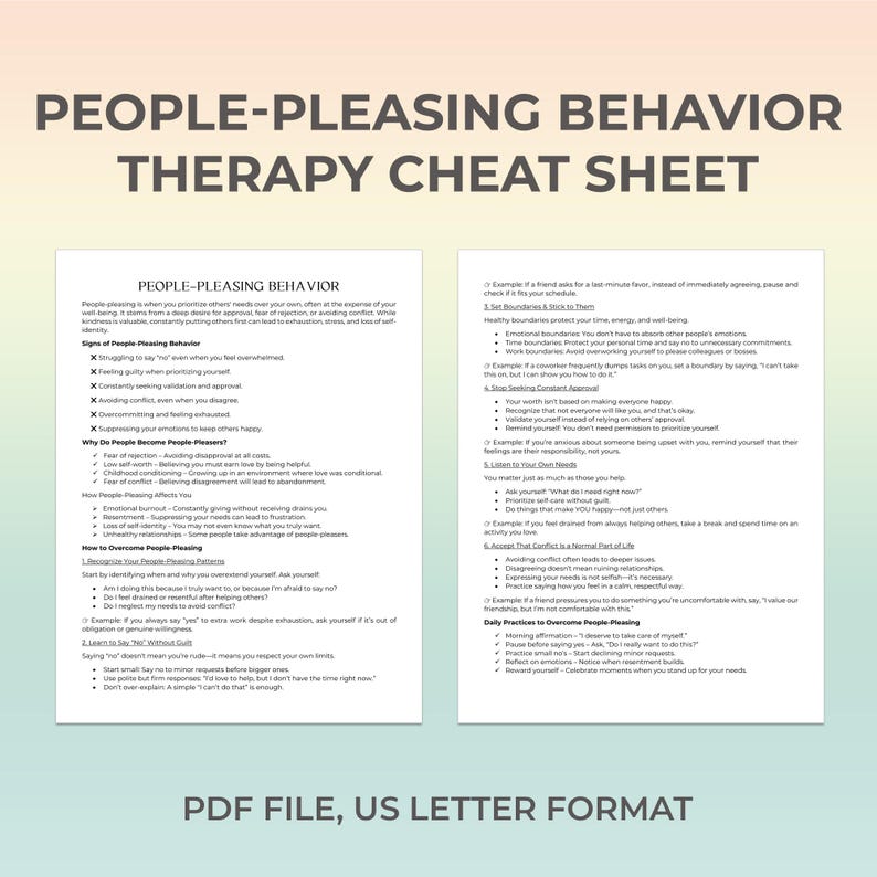 People Pleasing, Therapy Sheet, Break People Pleasing, Overcome People ...