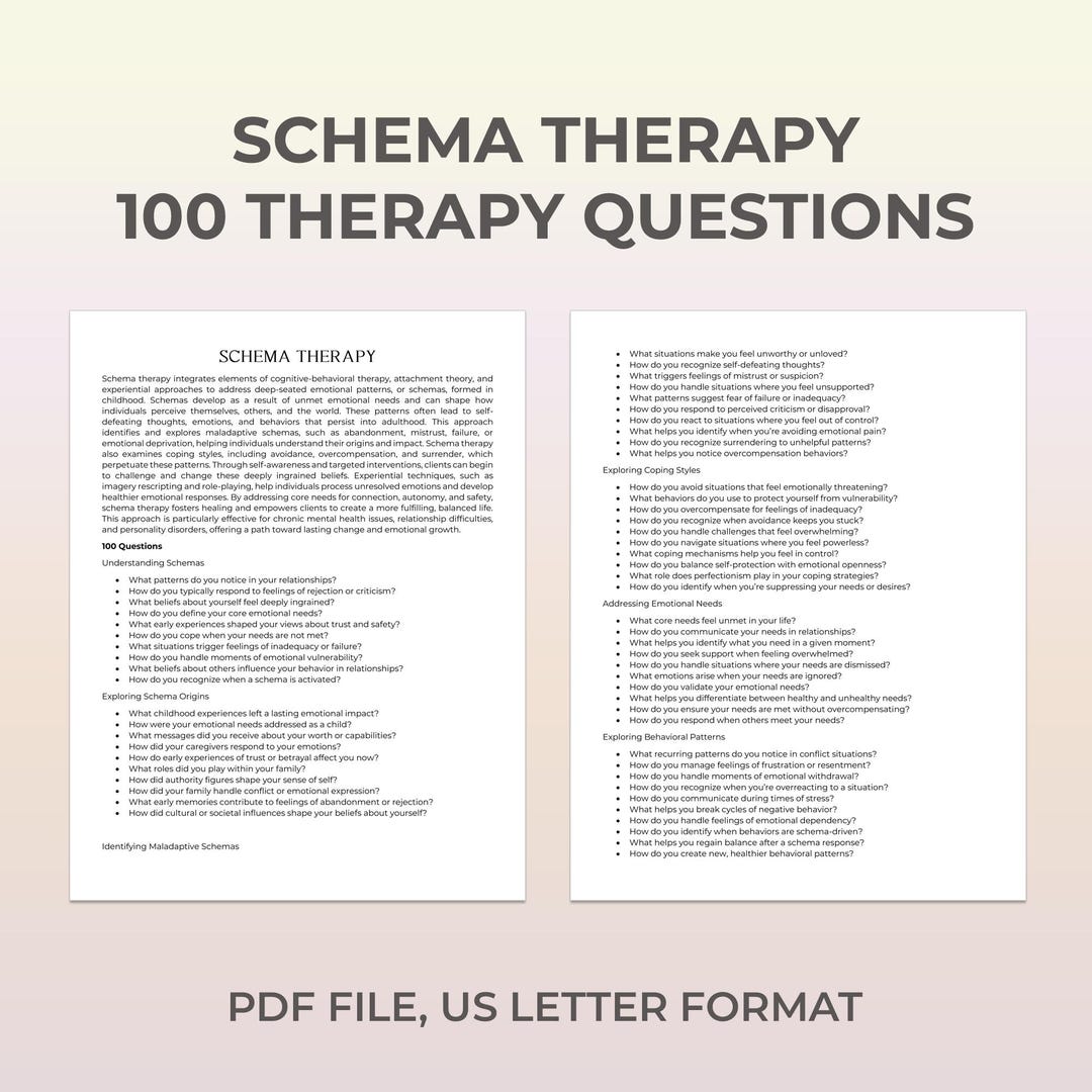 Schema Therapy Questions, Emotional Healing, Maladaptive Patterns, Self ...