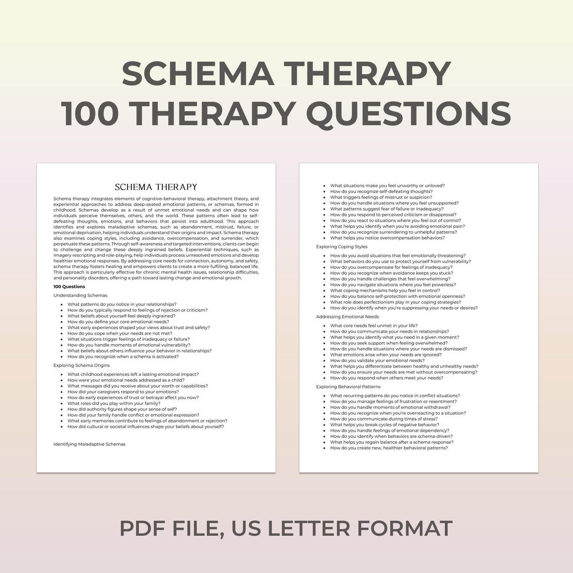 Schema Therapy Questions, Emotional Healing, Maladaptive Patterns, Self ...