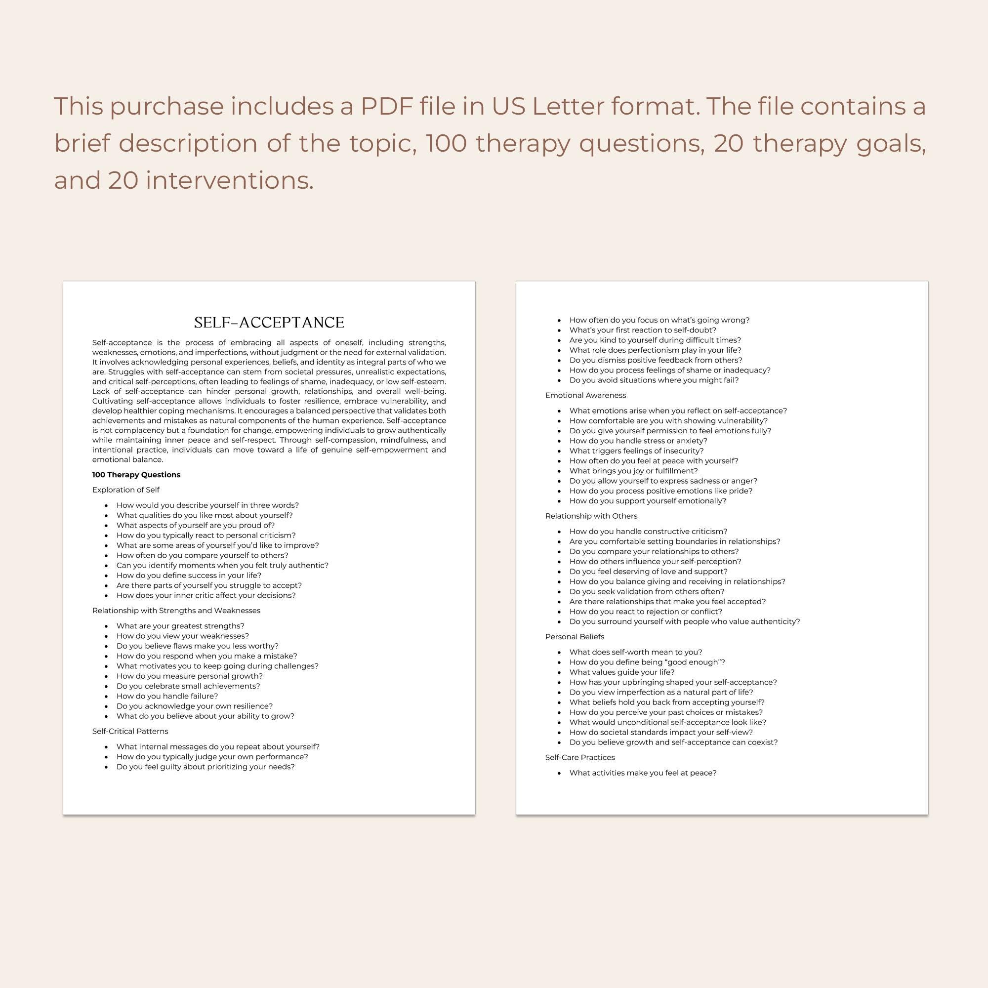 Self-acceptance Therapy Questions, Self-compassion, Inner Peace, Self ...